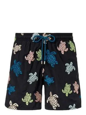Vilebrequin Mistral Embroidered Swim Trunks Black