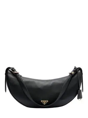 Prada Demi-Lune Large Leather Shoulder Bag Black