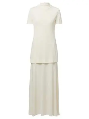 JIL SANDER Layered Crêpe Maxi Dress - White