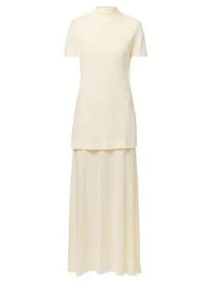 JIL SANDER Layered Crêpe Maxi Dress - White