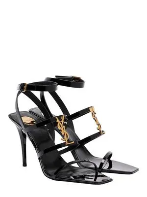 Saint Laurent Cassandra 90 Patent Leather Sandals - Black