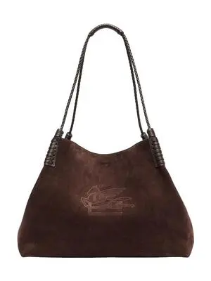 Etro Libra Medium Suede Tote Bag - Brown