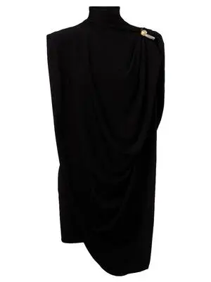 JEAN PAUL GAULTIER Draped Embellished Jersey Minidress - Black