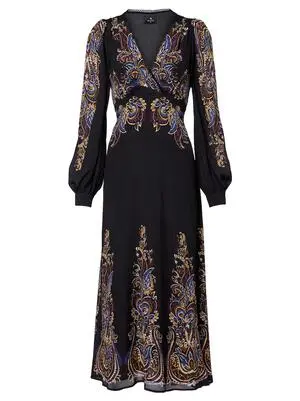 Etro Paisley Print Midi Dress - Black