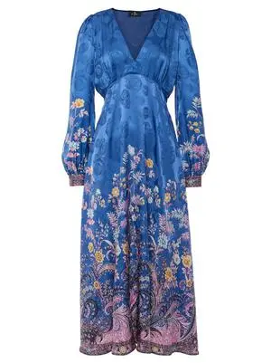 Etro Paisley Print Midi Dress - Blue