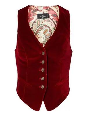 Etro Cotton Velvet Vest - Red