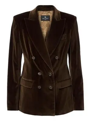 Etro Double-breasted Cotton Velvet Blazer - Brown