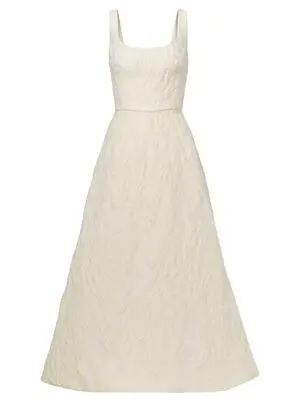 Monique Lhuillier Floral Jacquard Gown - White