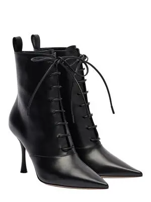 GIANVITO ROSSI Leather Lace-up Boots - Black
