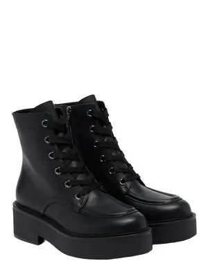 GIANVITO ROSSI Gianvito Rossi Black Calf Leather Lace-Up Boots