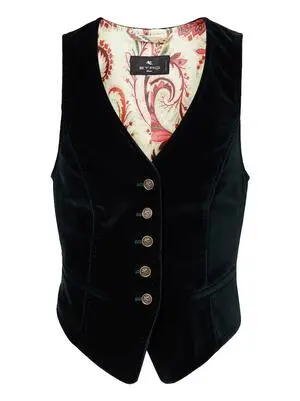Etro Cotton Velvet Vest - Green