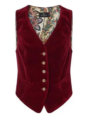 Etro Cotton Velvet Vest - Red