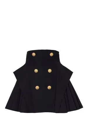 Balmain Virgin Wool Grain De Poudre Miniskirt - Black