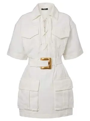 Balmain Cotton Canvas Shirt Dress - White