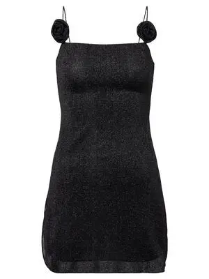 Oseree Lumière Floral-appliqué Minidress - Black
