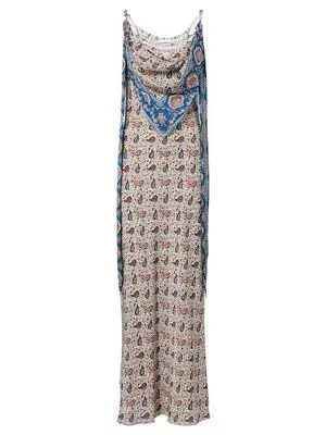 Rabanne Paisley Scarf Detail Slip Dress - Multicoloured