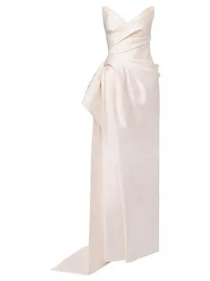 Monique Lhuillier Draped Strapless Mikado Gown - Pink