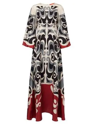 La DoubleJ Phoenix Placée Silk Twill Maxi Dress Multicoloured