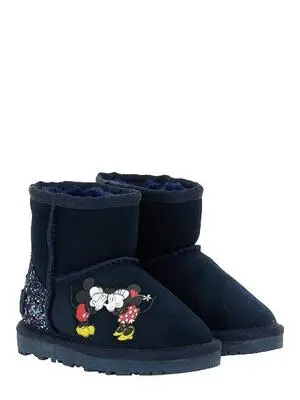 MASTER OF ARTS Mickey + Minnie Glitter Tab Winter Boots - Navy