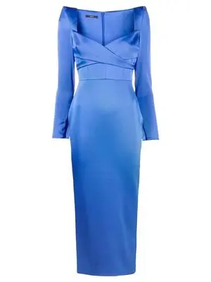 Alex Perry Linden Satin Midi Dress - Blue