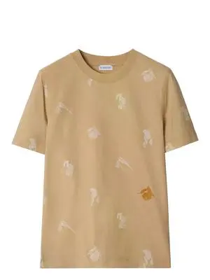 Burberry Equestrian Knight Cotton T-shirt - Brown