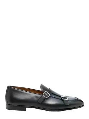 DOUCAL'S Double-buckle Leather Loafers - Blue