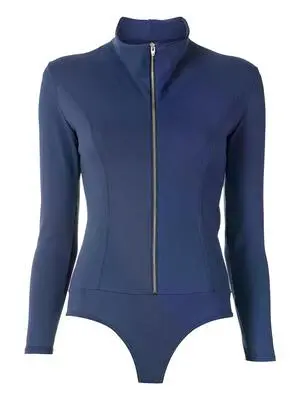 AMIR SLAMA Zipped Long Sleeve Bodysuit - Blue