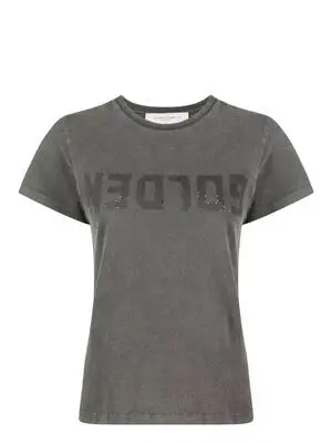 GOLDEN GOOSE Distressed Logo-print T-shirt - Grey