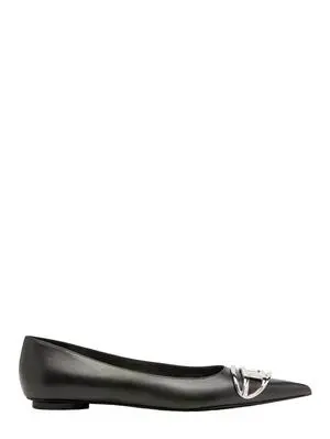DIESEL® D-venus Leather Ballerina Shoes - Black