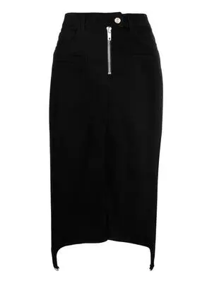 COURREGES Asymmetric Zipped Denim Skirt - Black
