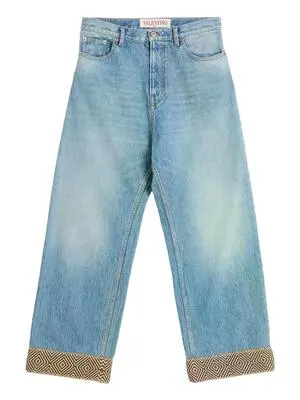 Valentino Garavani Jacquard-hem Jeans - Blue