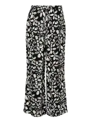 Marni Floral Crepe Straight Trousers - Black