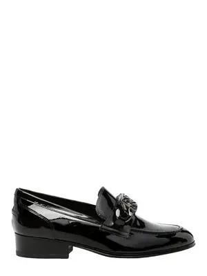Casadei Buckle-embellished Patent Leather Loafers - Black