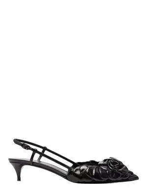 Valentino Garavani Appliqué-detail Pointed-toe Pumps - Black