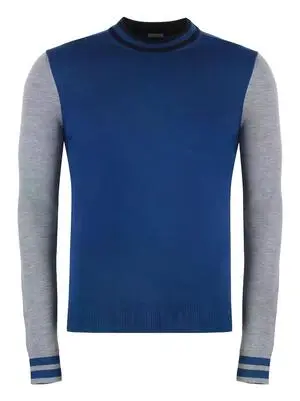Malo Virgin Wool Crew Neck Sweater - Blue
