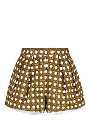 Giambattista Valli Vienna Straw Pleated Shorts - Brown