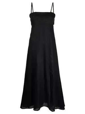 Faithfull The Brand Square-neck Linen Midi Dress - Black