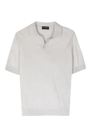 DELL'OGLIO Split-neck Cotton Polo Shirt - Grey