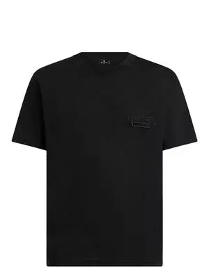 Etro Logo-embroidered Cotton T-shirt - Black