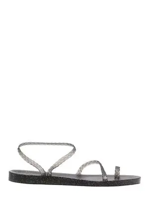 ANCIENT GREEK SANDALS Glitter-detailed Single-toe Flip Flops - Black