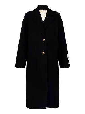 GOLDEN GOOSE Single-breasted Coat With Logo Patch - Blue