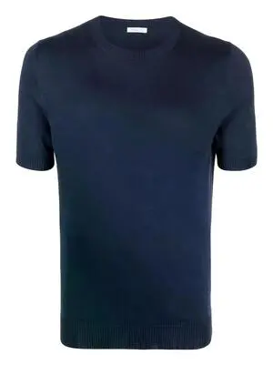 Malo Short-sleeve Fitted Knit Top - Blue
