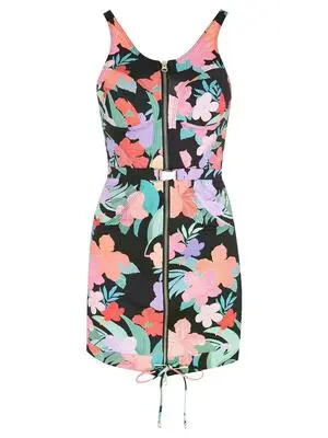 AMIR SLAMA Floral-print Zip-up Mini Dress - Multicolour