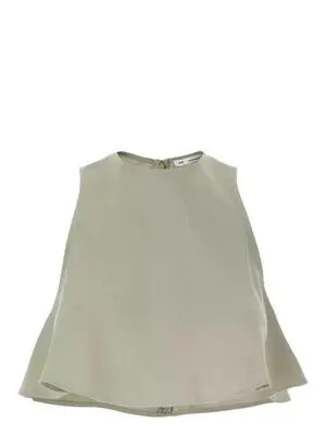 AMI Paris Crepe Cropped Top - Green