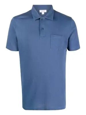 Sunspel Pocket Cotton Polo Shirt - Blue