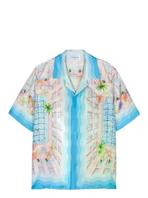 Casablanca Le Plongeon Silk Shirt Blue