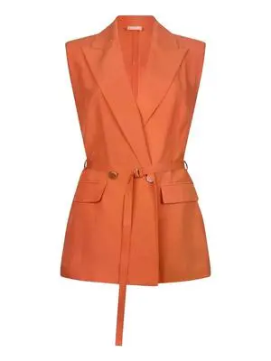 Liu Jo Belted Double-breasted Waistcoat - Orange