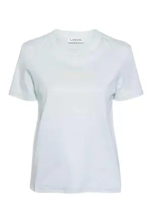 LANVIN Embroidered-logo Cotton T-shirt - Blue