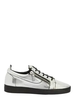 GIUSEPPE ZANOTTI Frankie Double-Zip Low-Top Sneakers Silver