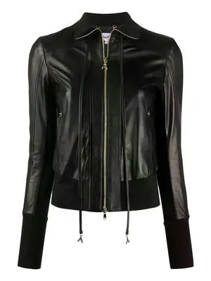 Patrizia Pepe Long Sleeve Leather Jacket - Black